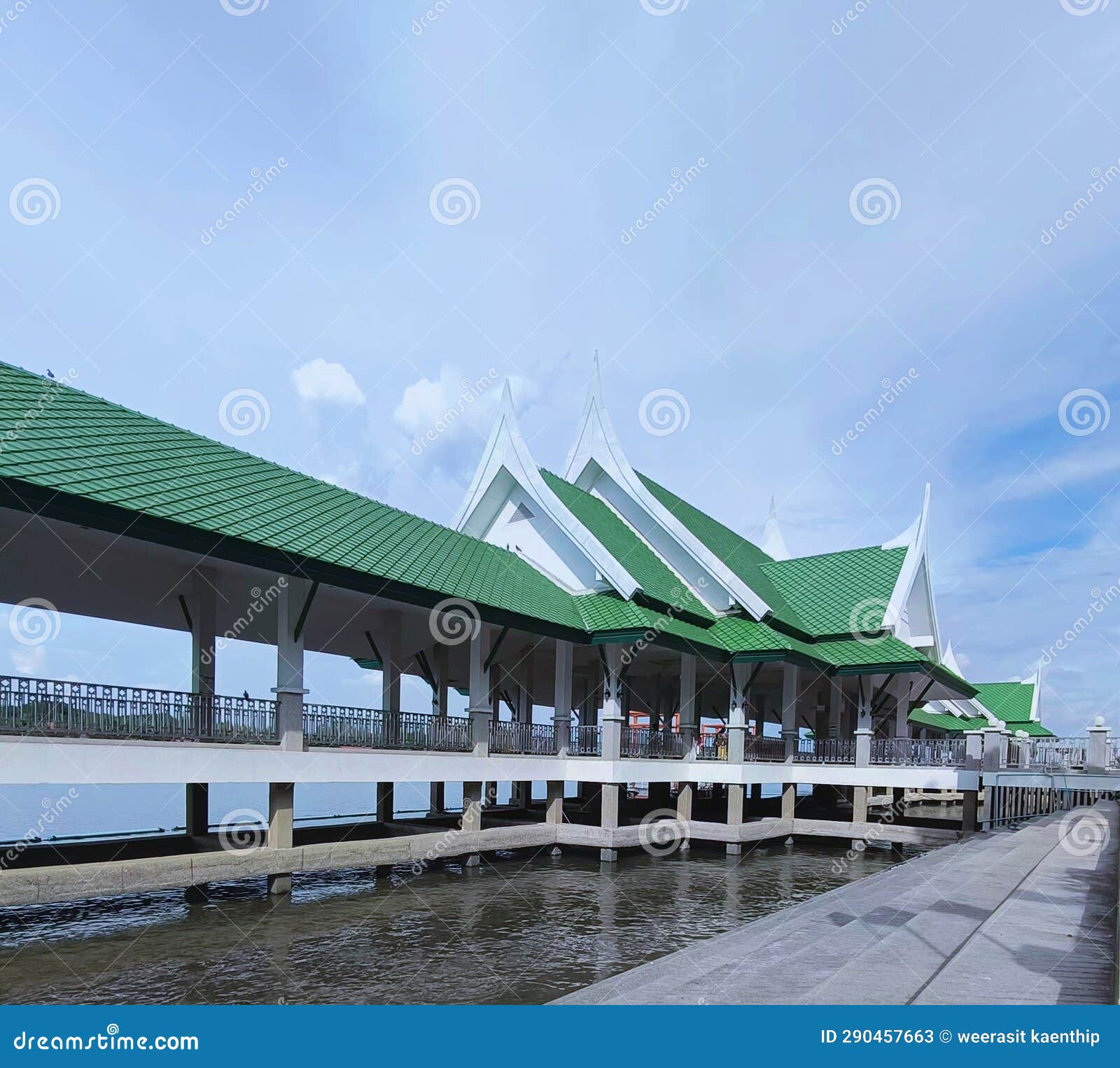 Riverside Pavilion with a Hot Atmosphere. Stock Image - Image of ...