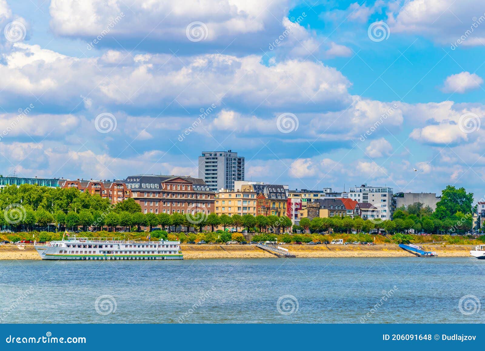 Riverside Promenade in Cologne, Germany Stock Photo - Image of ...
