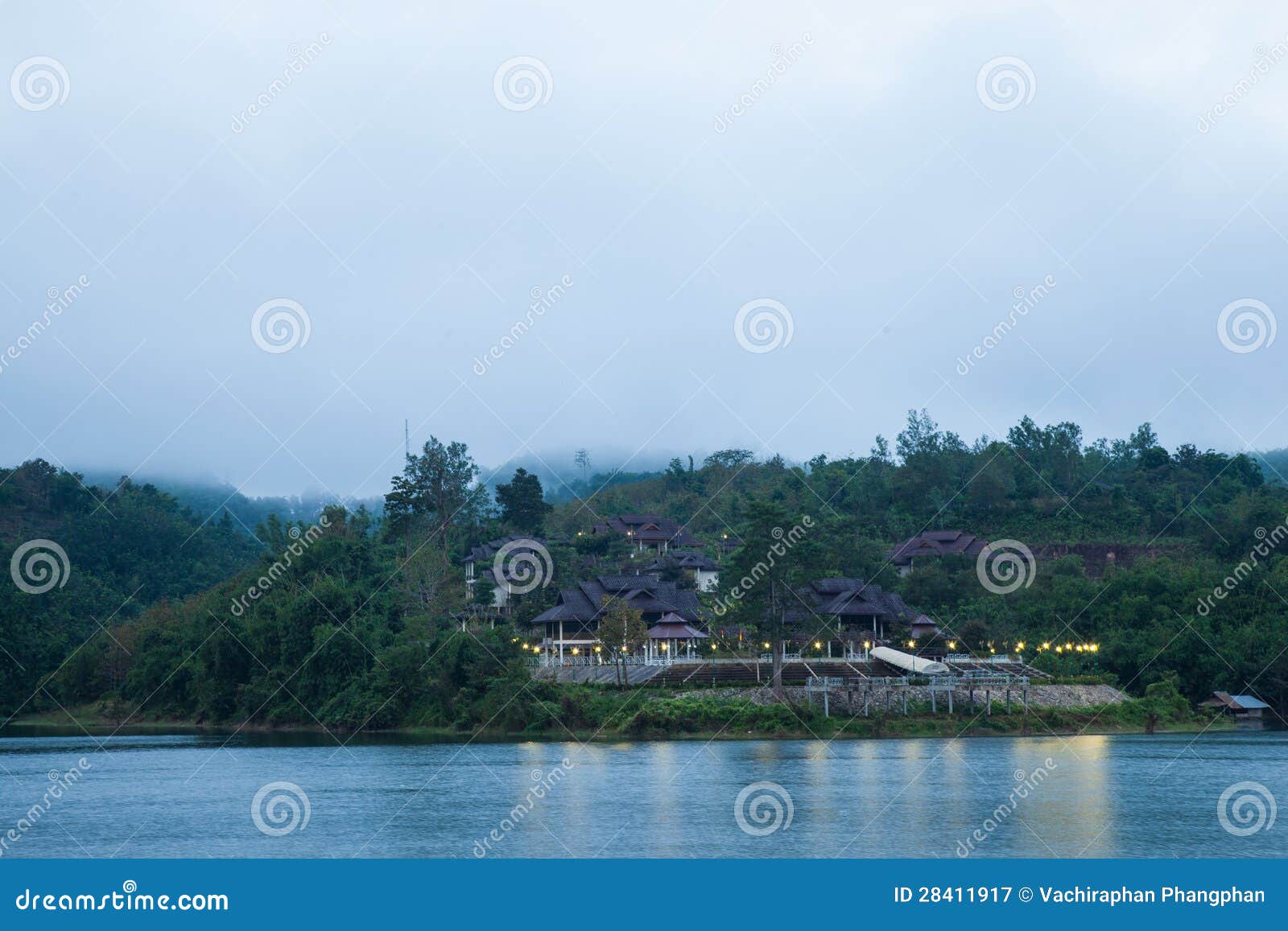 Riverside Resort. stock image. Image of home, sunlight - 28411917