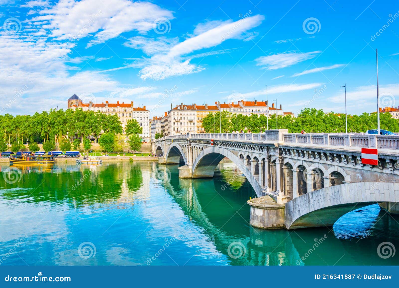 Riverside of Rhone River in Lyon, France Editorial Photography - Image ...
