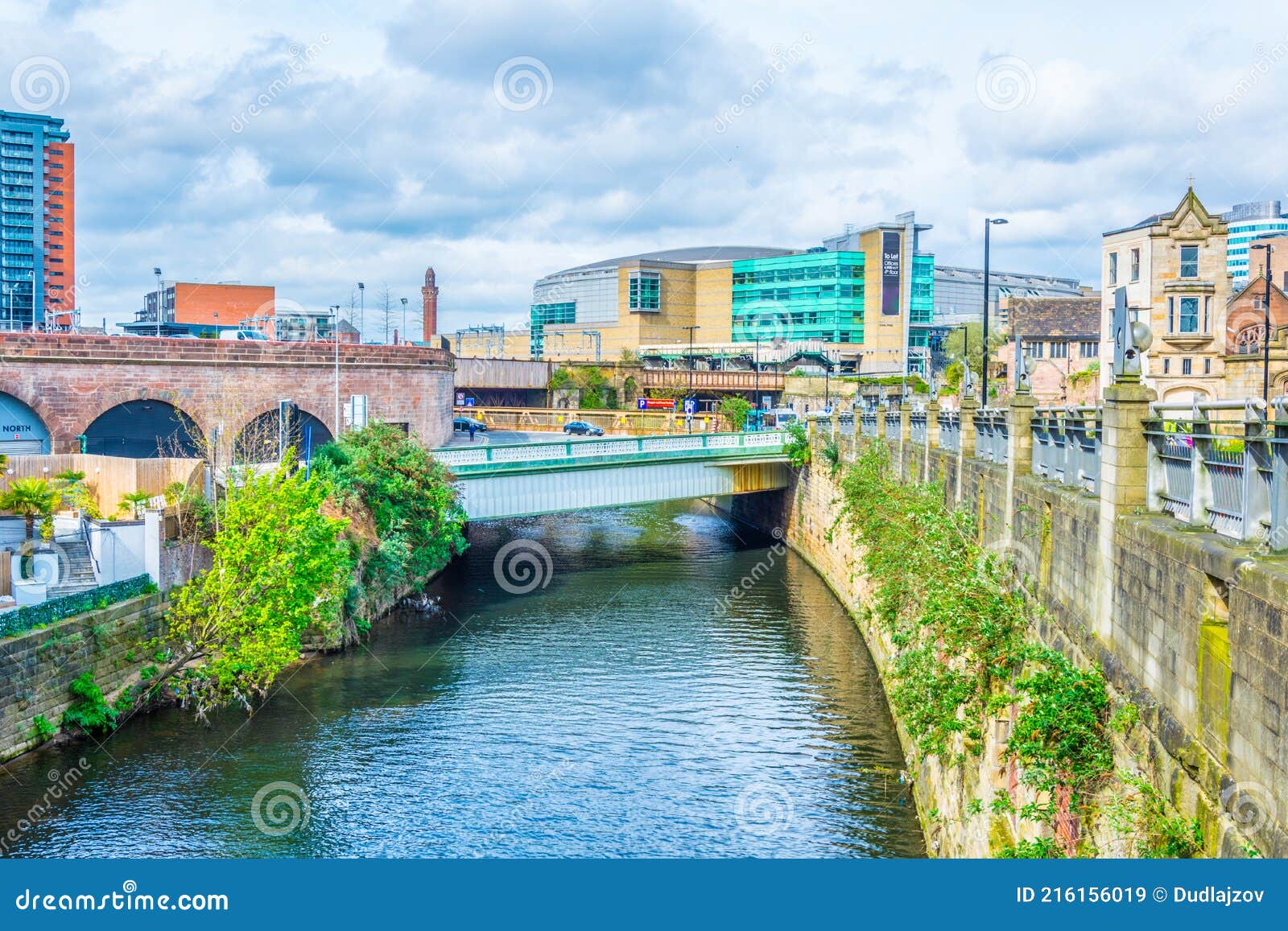 Riverside of River Irwell in Manchester, England Stock Image - Image of ...