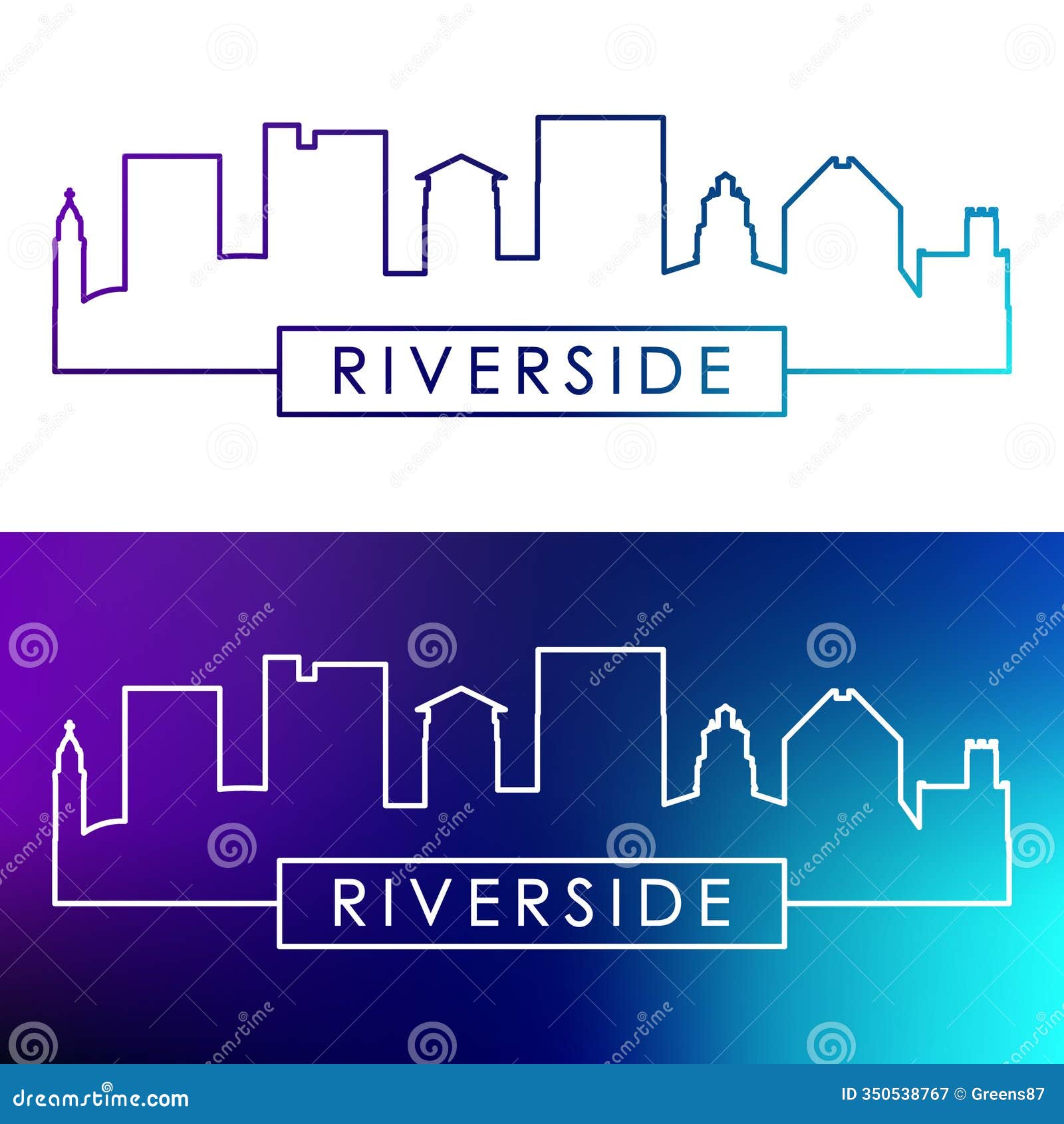 Riverside Skyline. Colorful Linear Style Stock Vector - Illustration of ...