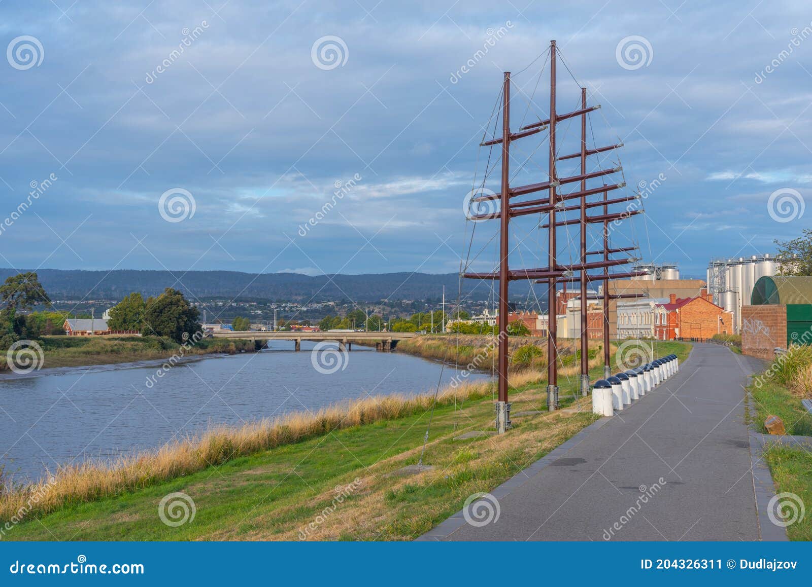 Riverside of Tamar River in Launceston, Australia Stock Image - Image ...