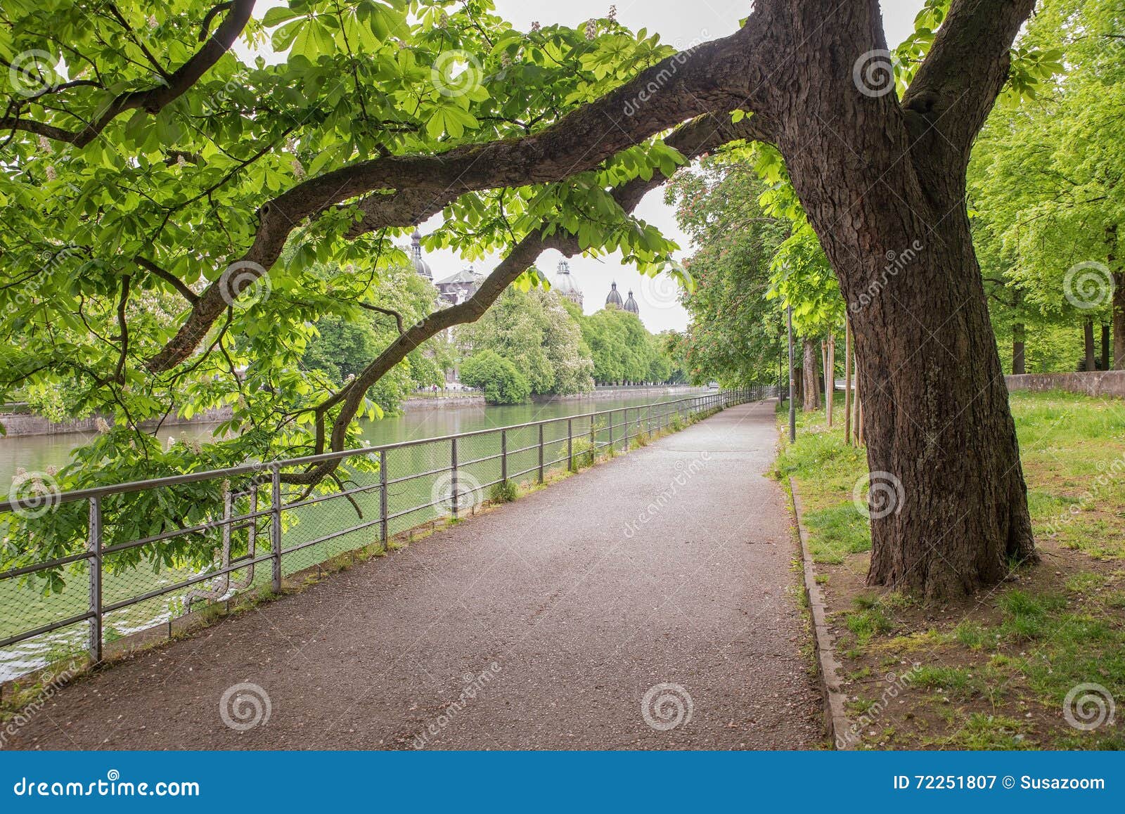 Riverside Walkway beside Isar River Munich Stock Image - Image of ...