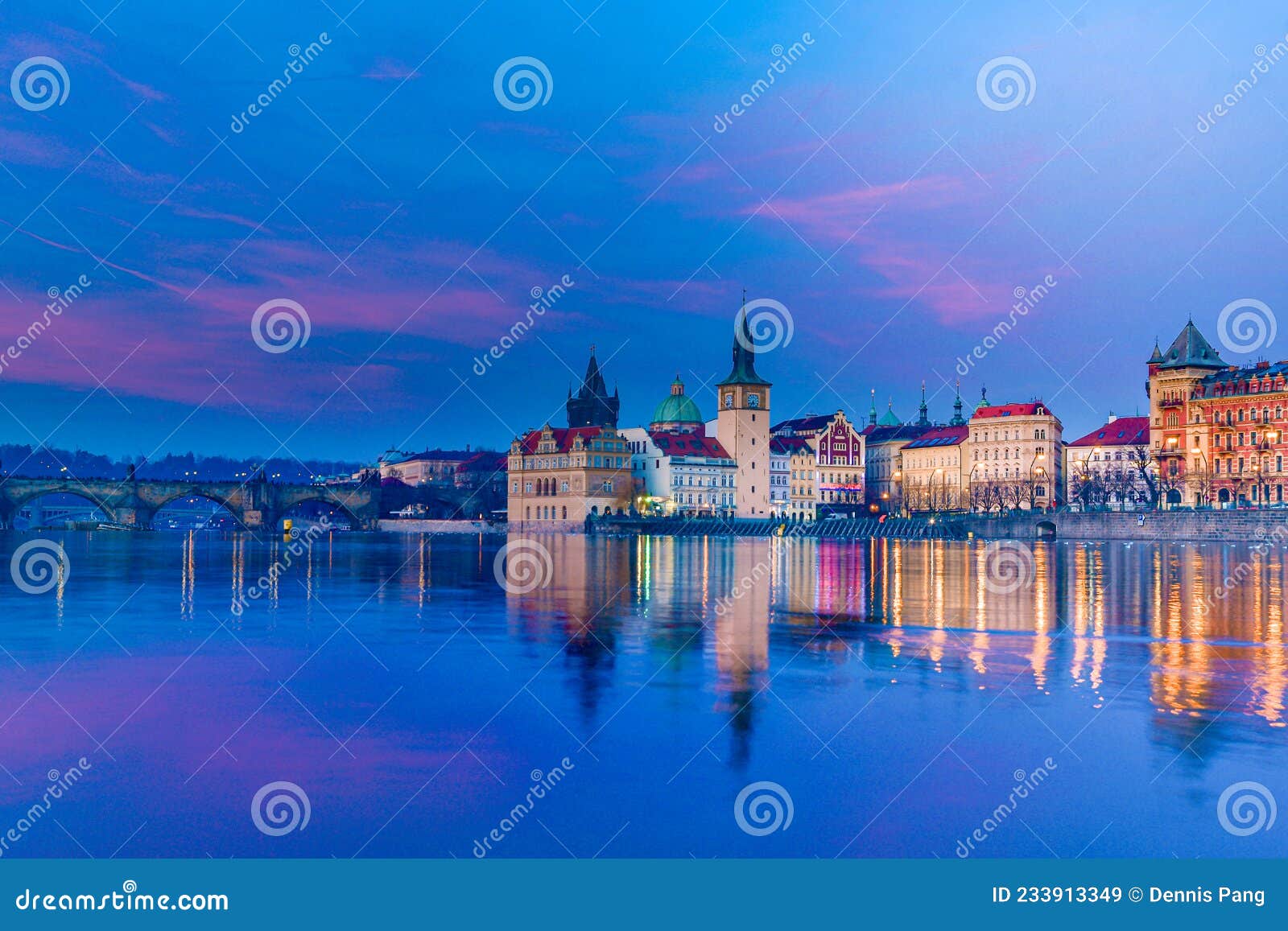 Riverside and Waterfront and Reflections and Europe Stock Image - Image ...