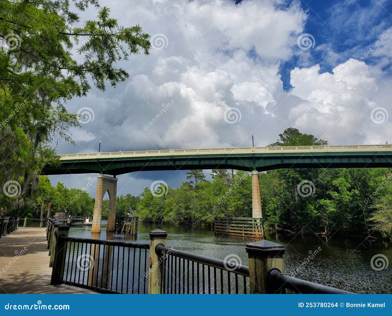 Riverwalk in Conway stock photo. Image of waterway, flower - 253780264