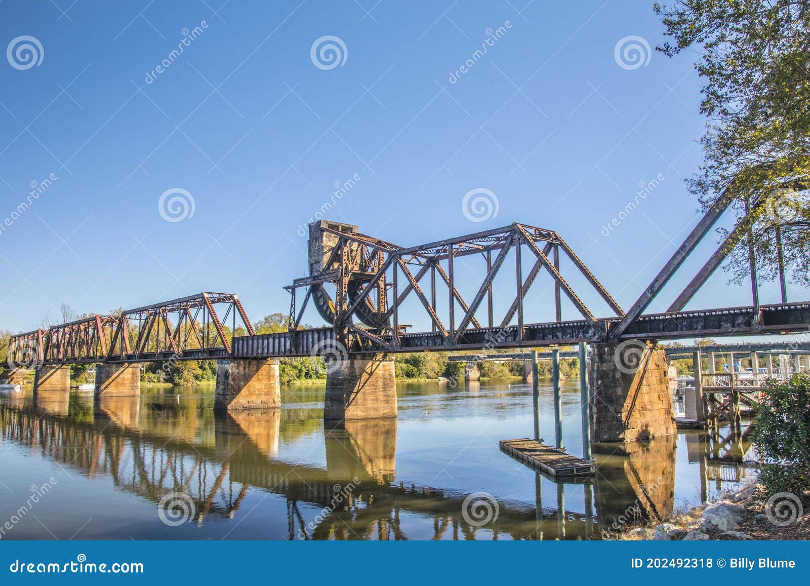 Riverwalk Old Functioning Train Bridge Savannah River Royalty-Free ...