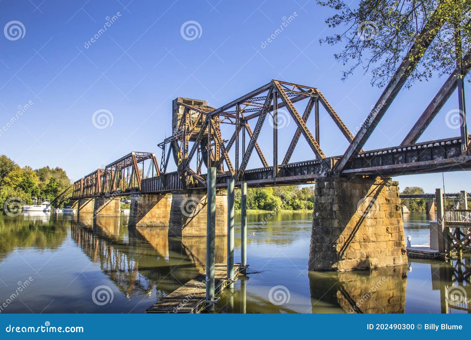 Riverwalk Old Functioning Train Bridge Over the Savannah River Side ...