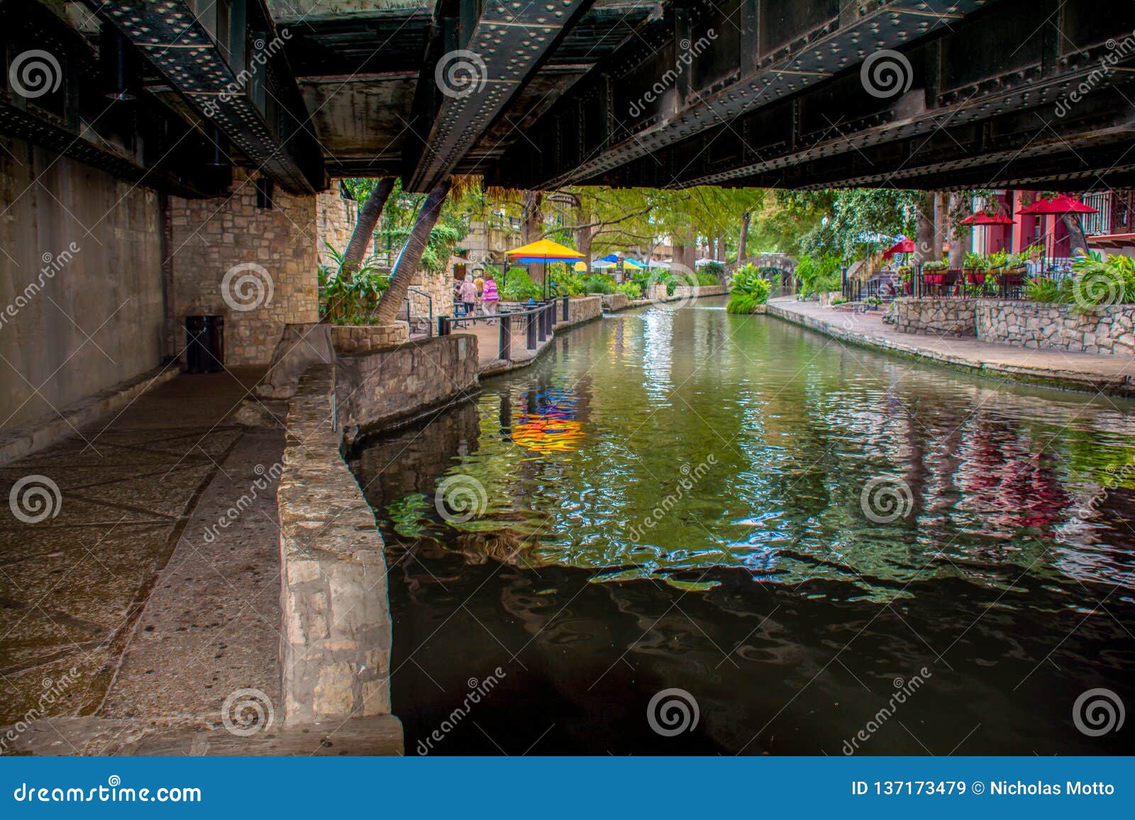 Riverwalk Bridge San Antonio Stock Image - Image of colorful, sidewalk ...