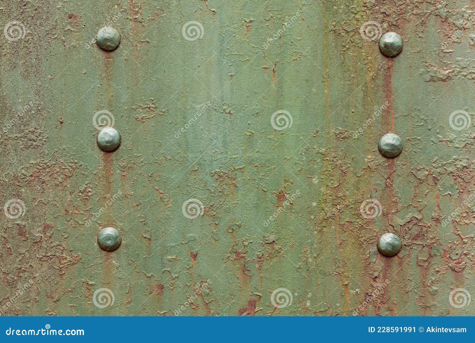Riveted Corroded Rusty Metal Plates With Cracked Peeled Off Flaky Red