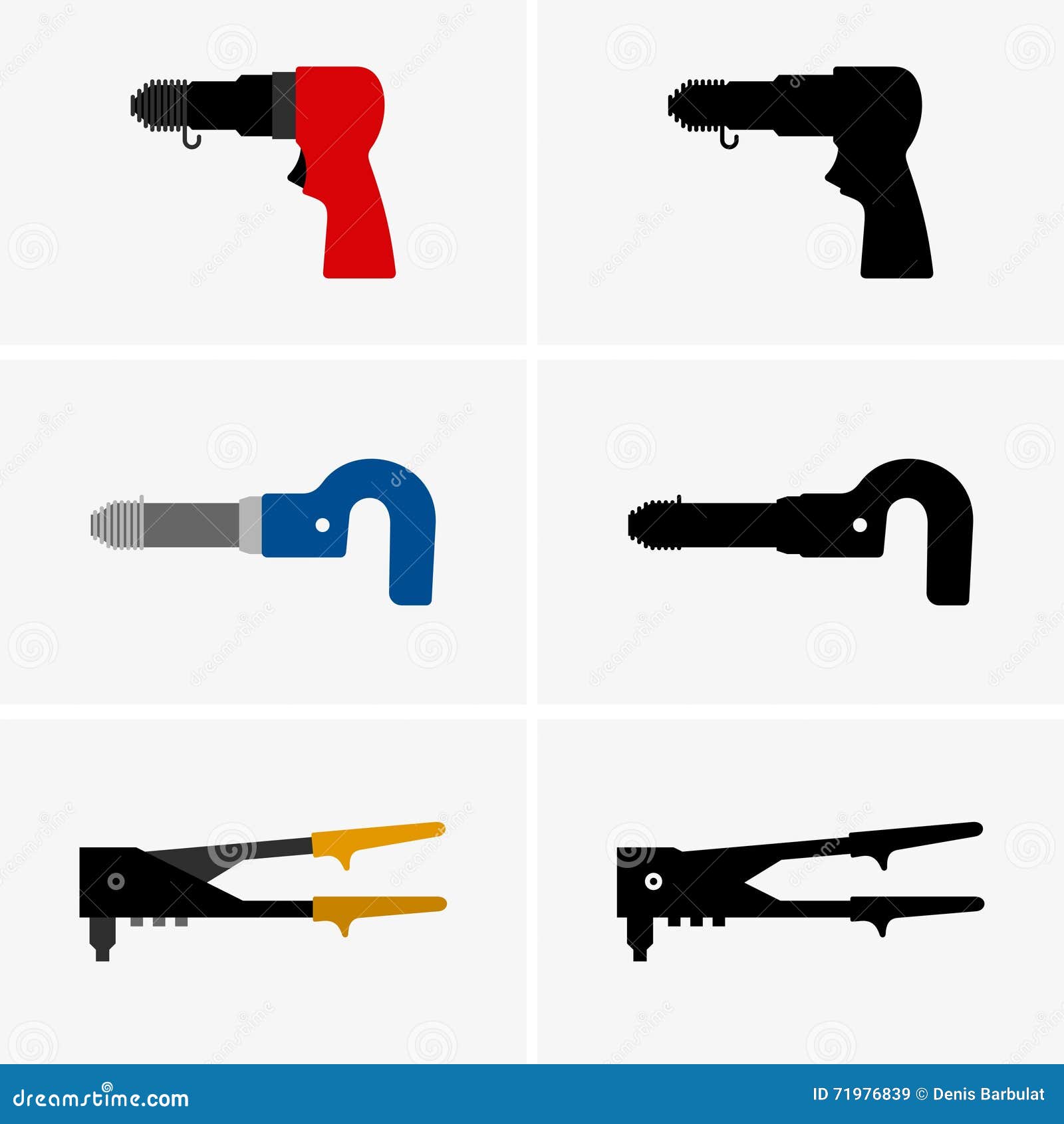 Riveting machines stock vector. Illustration of mechanical - 71976839