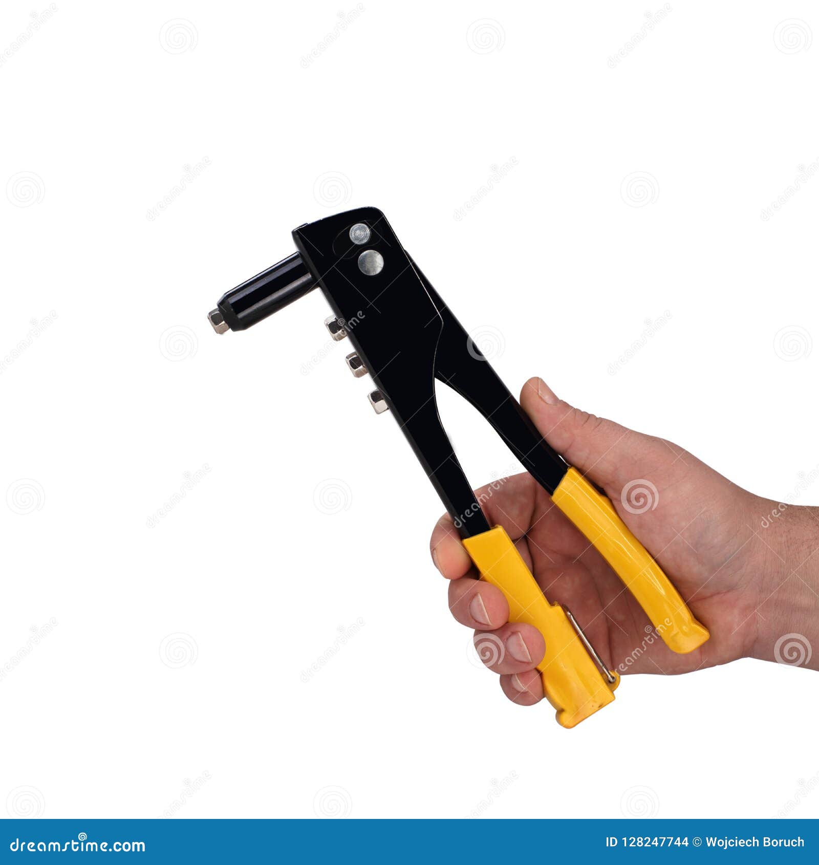 Riveting tool stock photo. Image of machine, yellow - 128247744