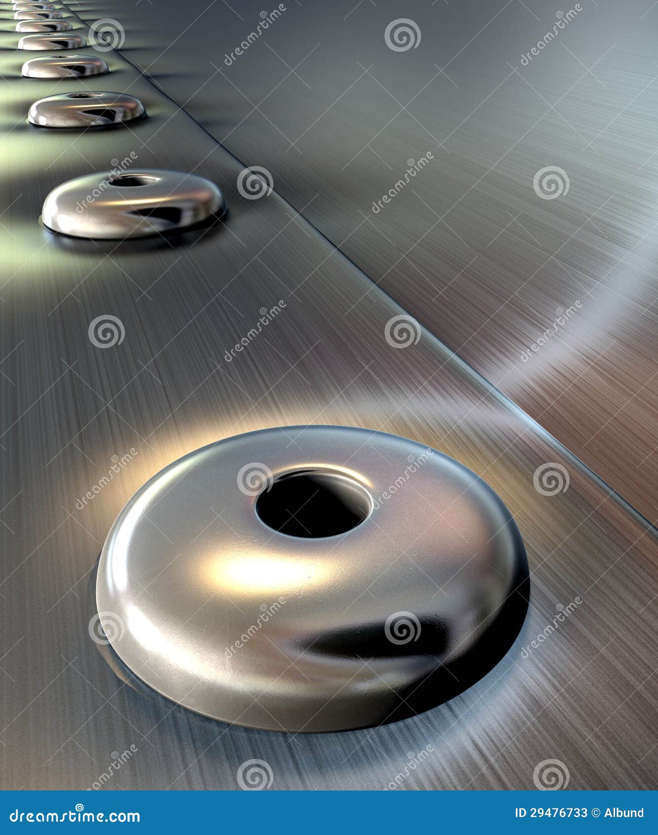 Rivets on Brushed Metal Perspective Stock Illustration - Illustration ...