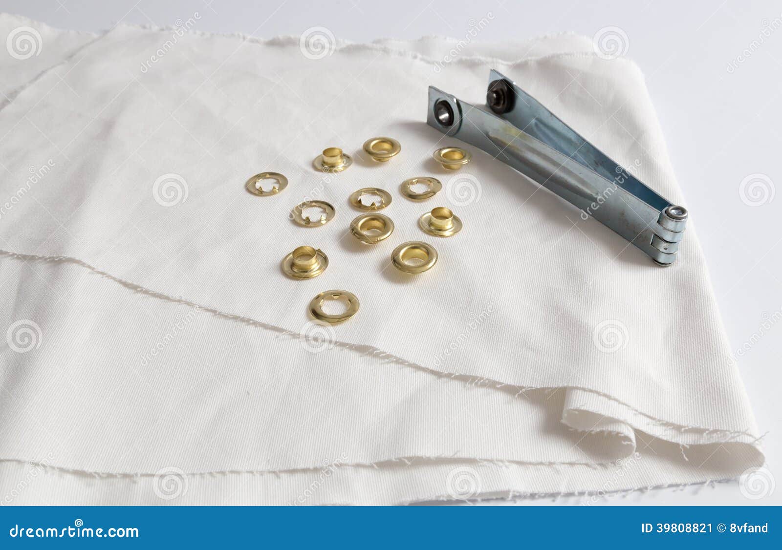 Rivets on Light White Cloth Stock Image - Image of eyelet, eyelets ...