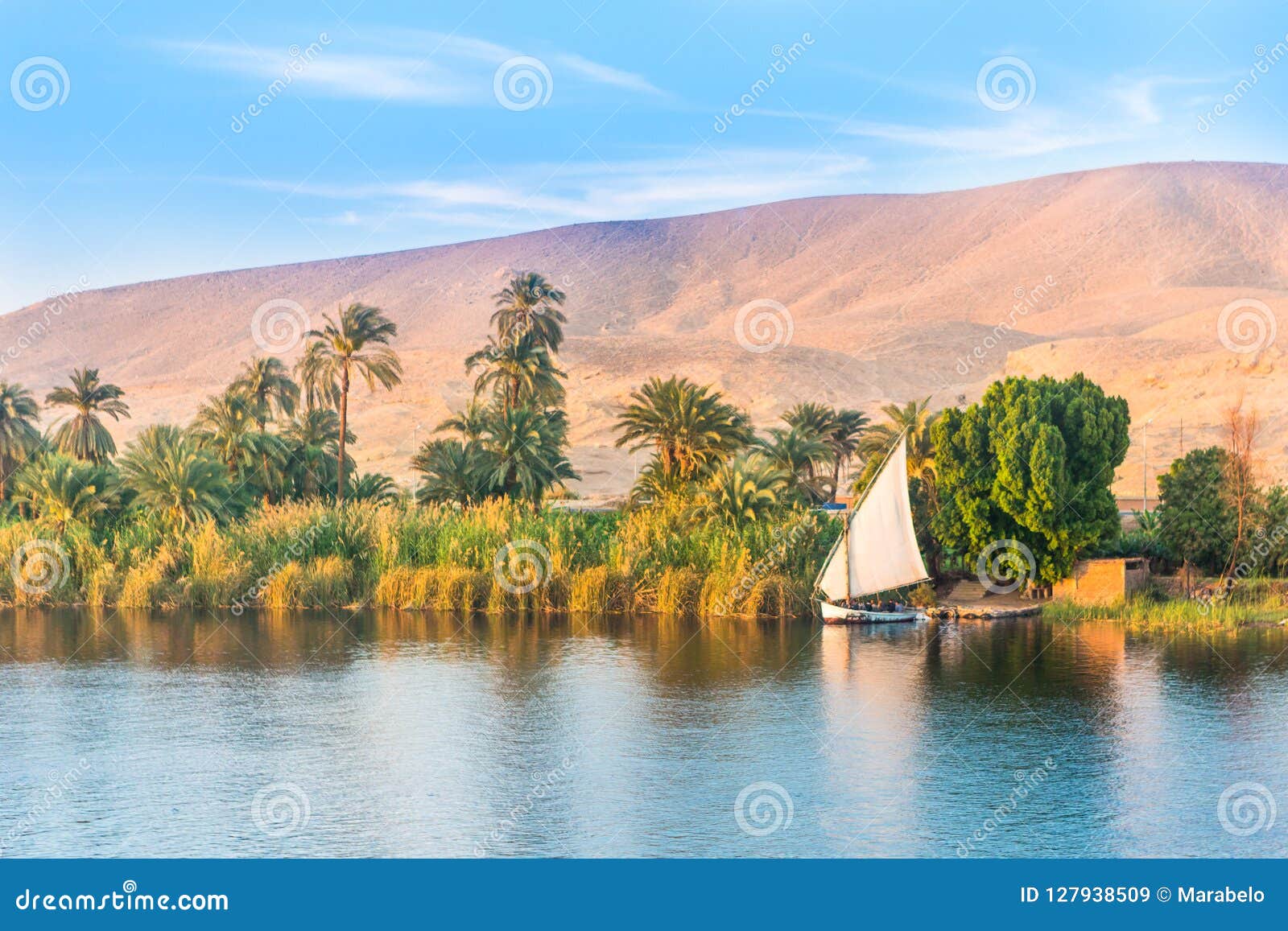 Rivier Nijl in Egypte stock afbeelding. Image of boot - 127938509