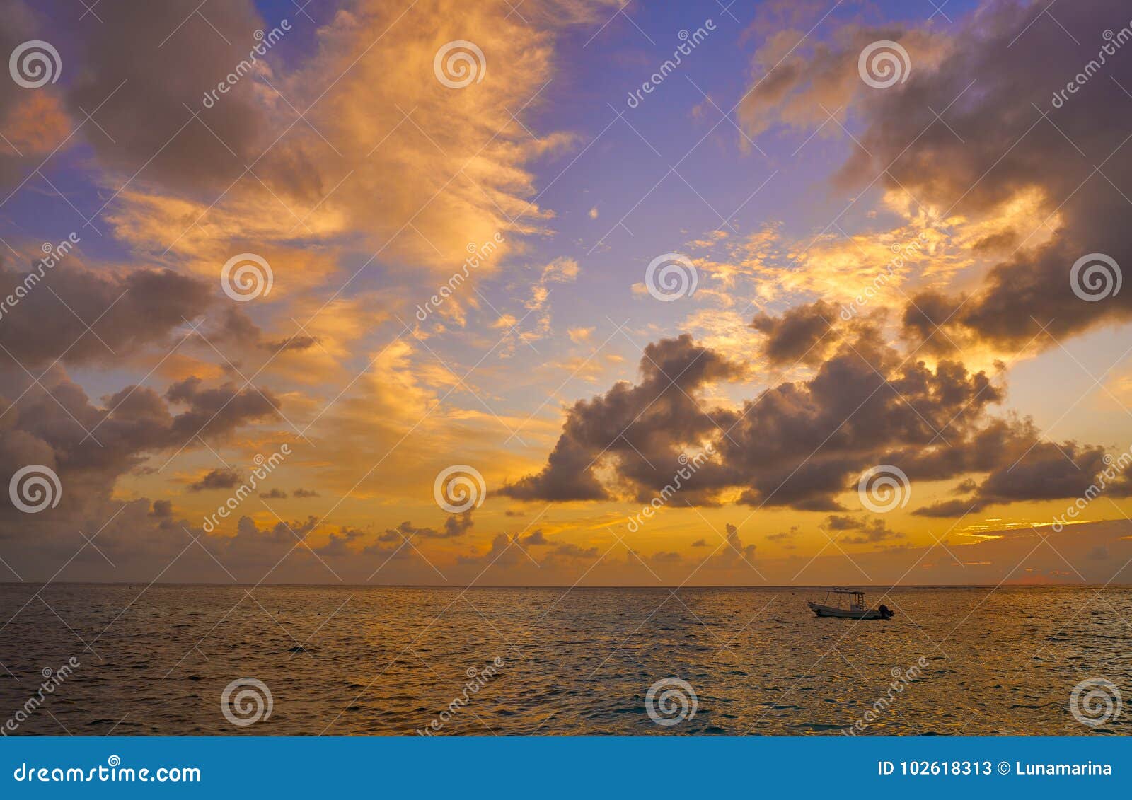 Riviera Maya Sunset in Caribbean Mexico Stock Image - Image of dusk ...