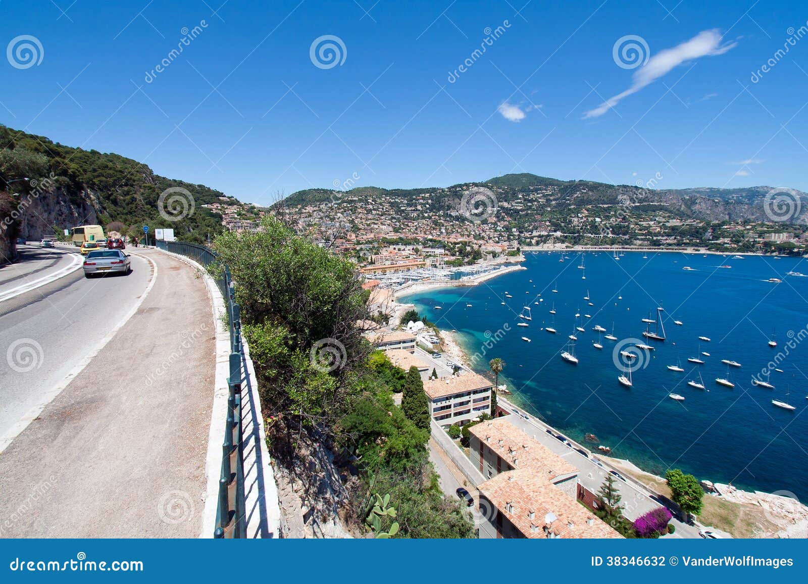 Riviera road stock photo. Image of landscape, port, ship - 38346632
