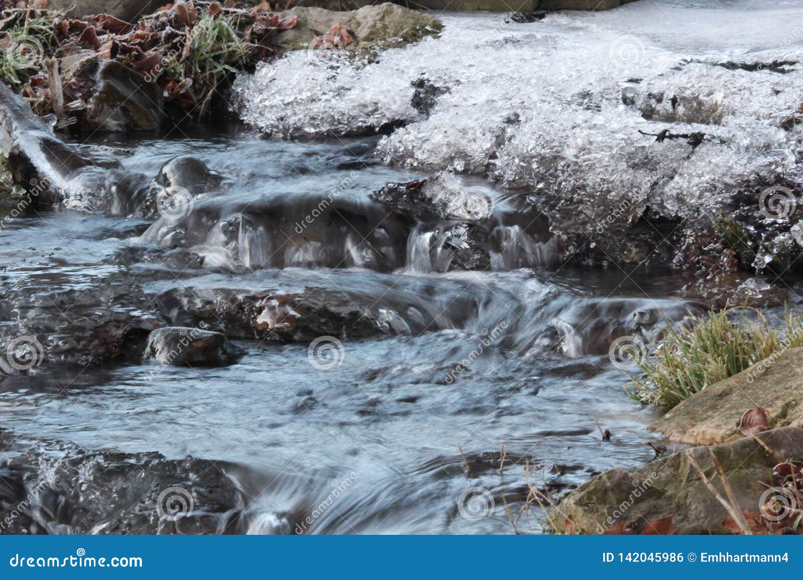 Rivulet with ice stock photo. Image of rocks, water - 142045986
