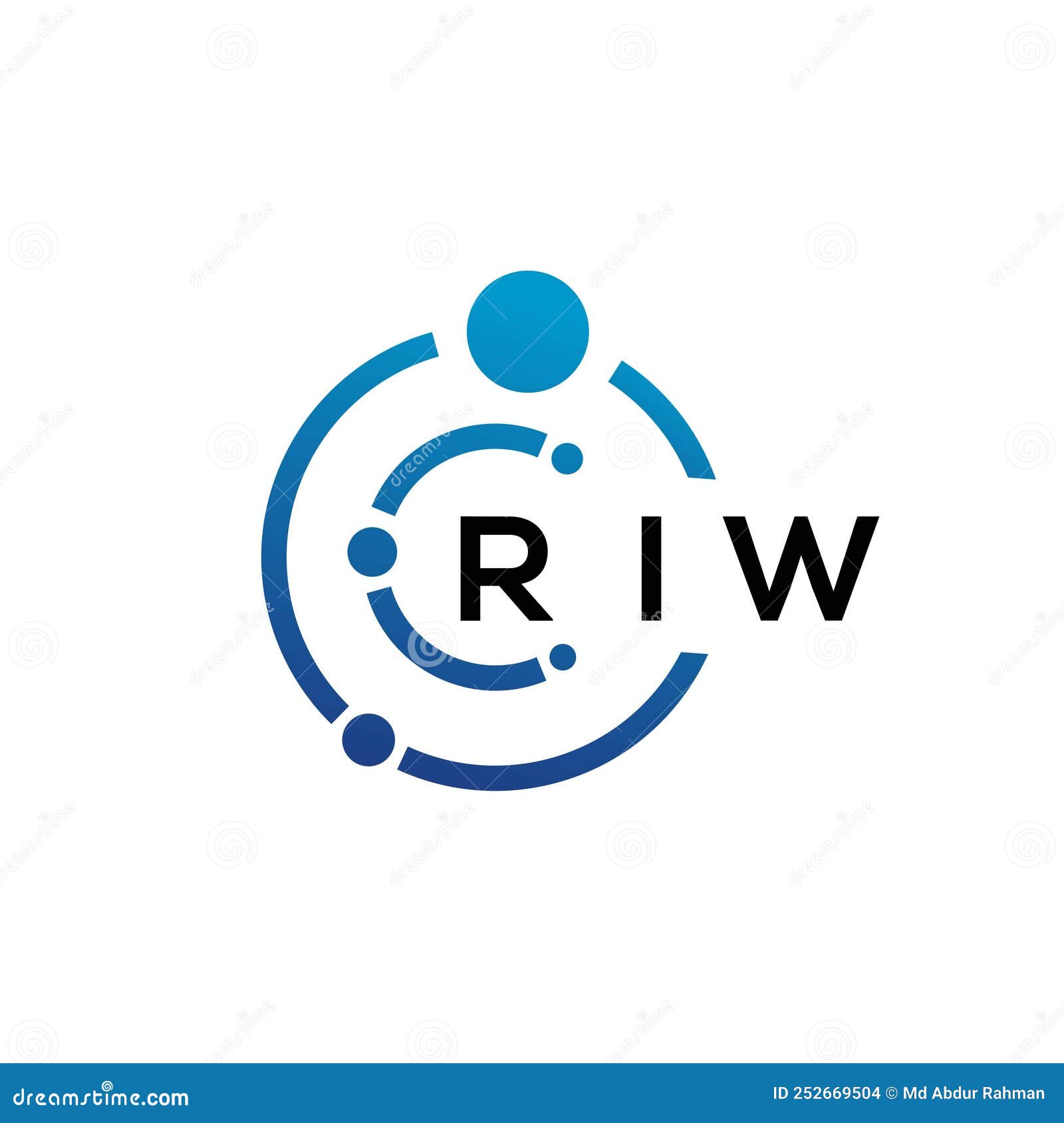 RIW Letter Technology Logo Design on White Background. RIW Creative ...
