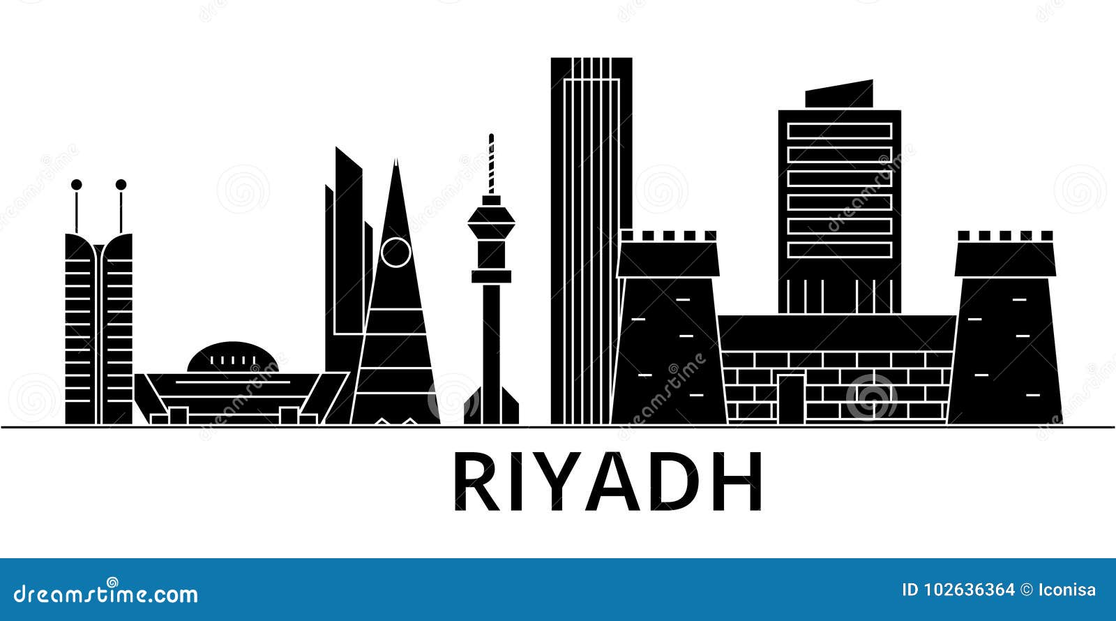 Riyadh Architecture Vector City Skyline, Travel Cityscape With ...