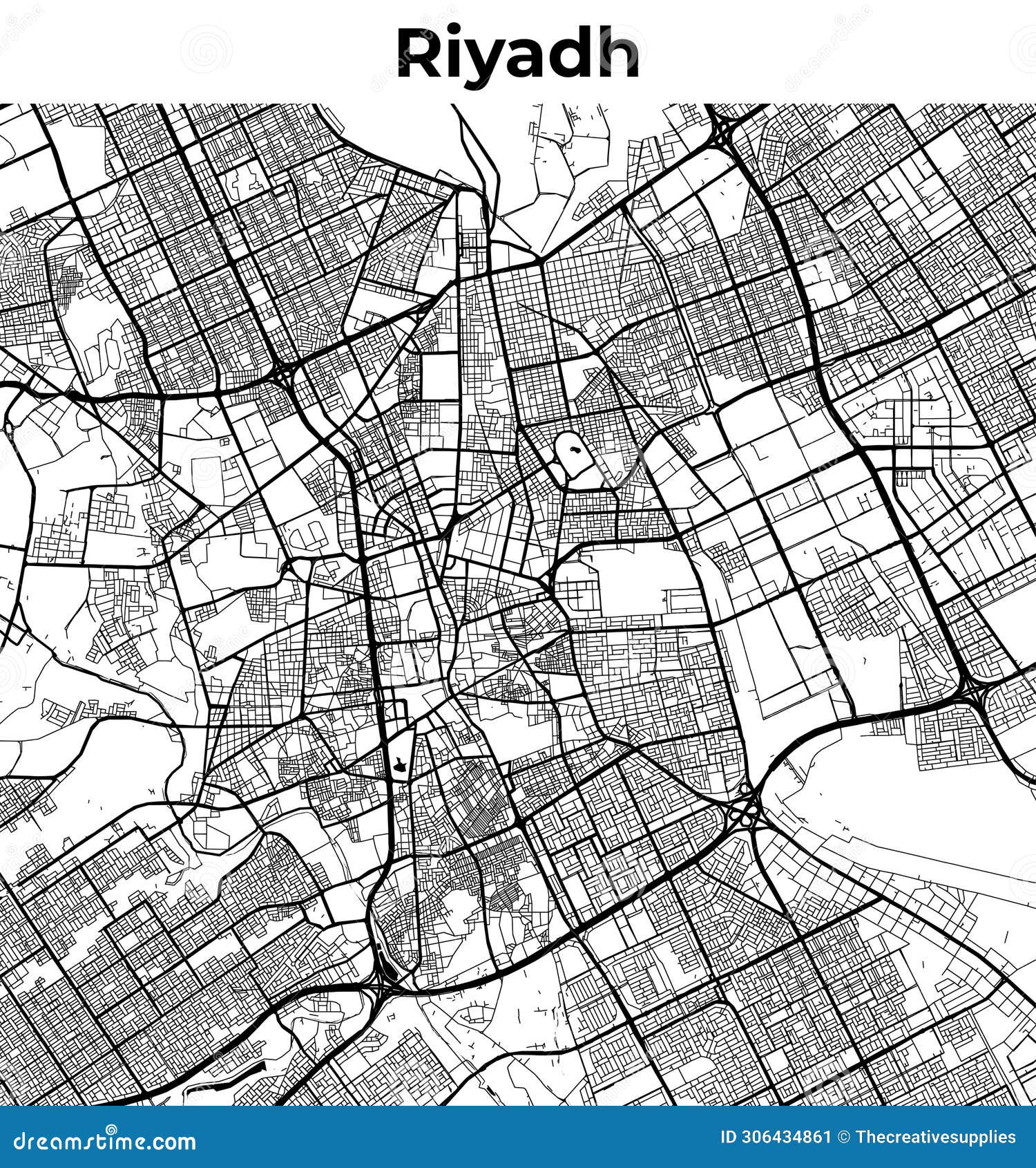 Riyadh City Map, Cartography Map, Street Layout Map Stock Illustration ...