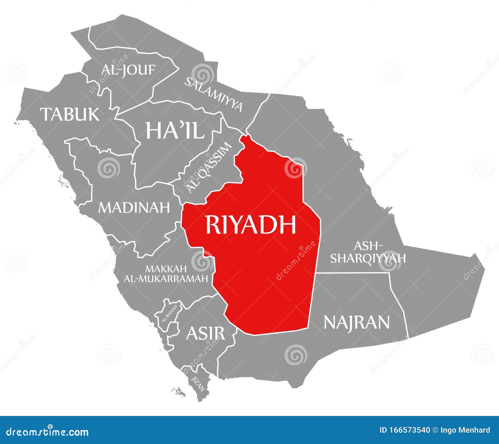 Riyadh Red Highlighted in Map of Saudi Arabia Stock Illustration ...
