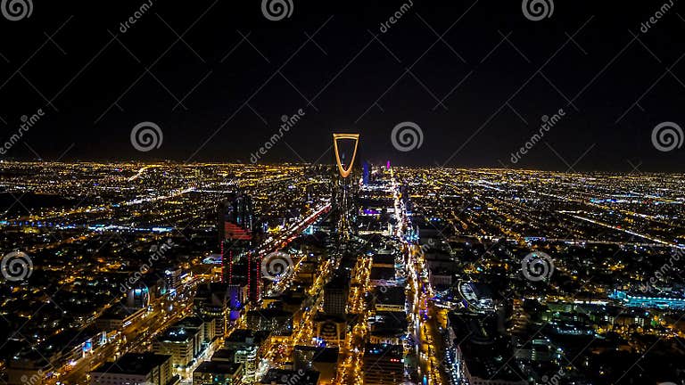 Riyadh Saudi Arabia at Night from the Sky Stock Image - Image of night ...