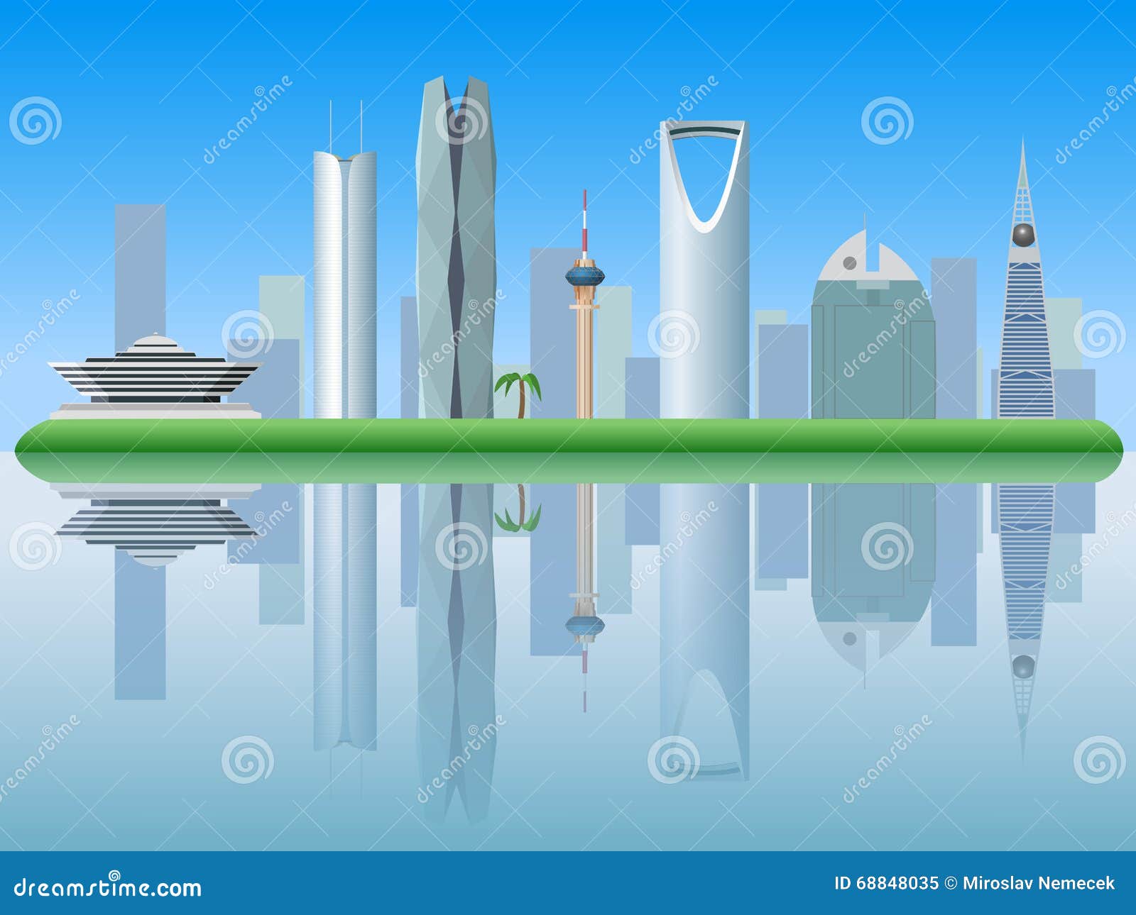 Riyadh Saudi Arabia Skyline Silhouette Cartoon Vector | CartoonDealer ...