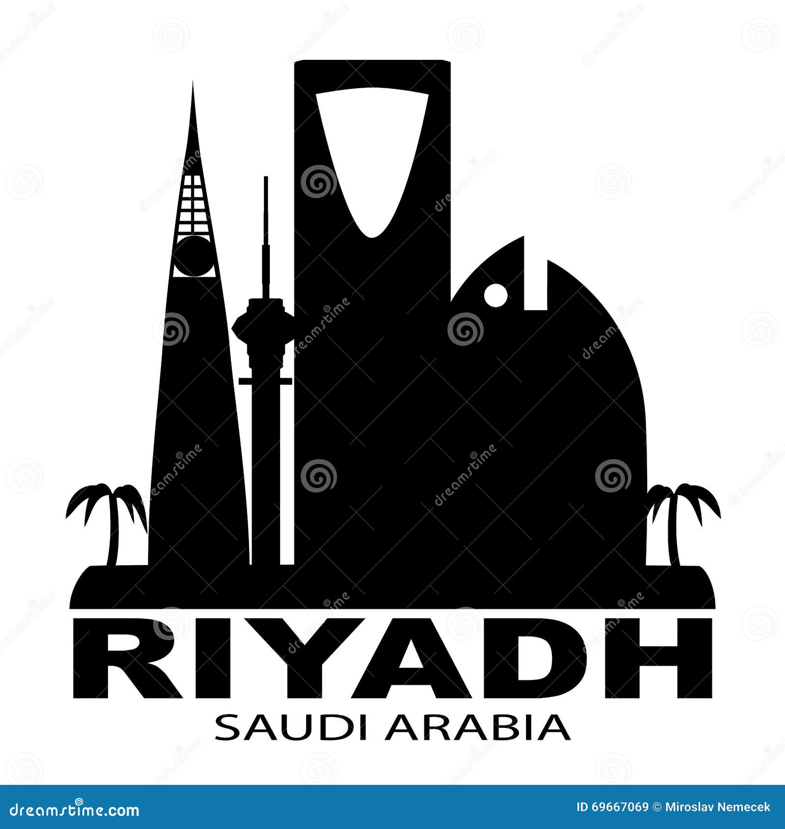 Riyadh Saudi Arabia Skyline Silhouette Cartoon Vector | CartoonDealer ...
