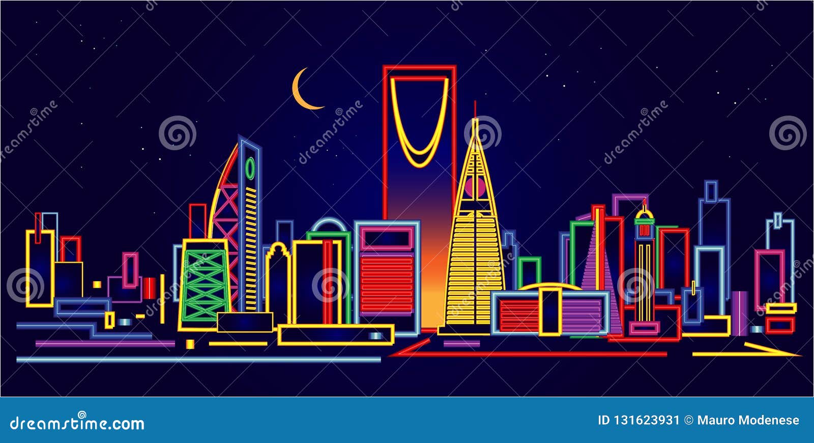 Riyadh Saudi Arabia Skyline Stock Illustration - Illustration of vector ...