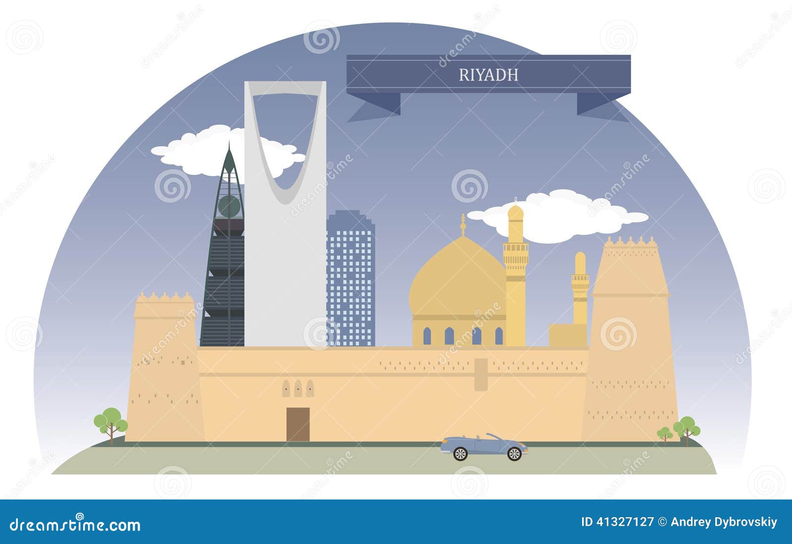 Riyadh, Saudi Arabia Outline Skyline, Arab Flat Thin Line Icons ...