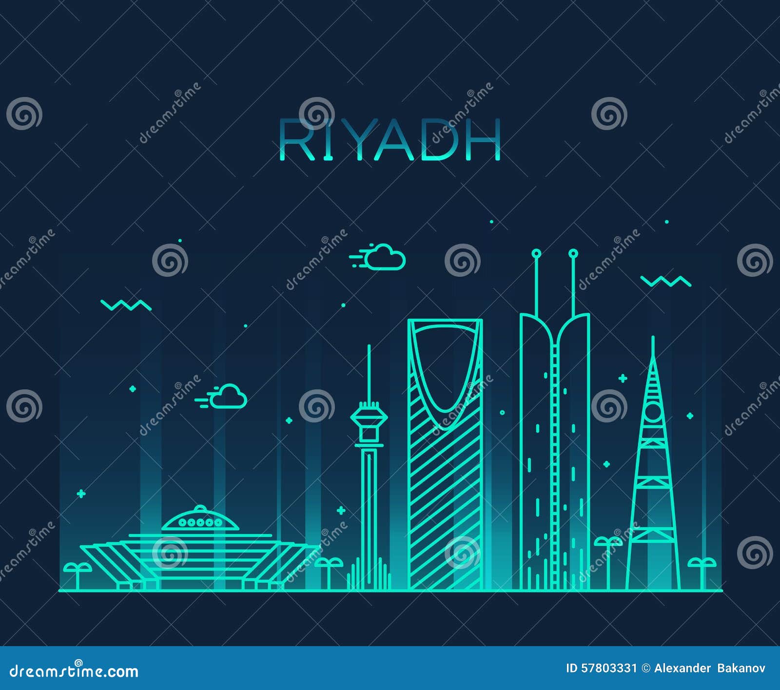 Riyadh Linear Logo. Trendy Stylish Landmarks. Masmak Fortress And ...