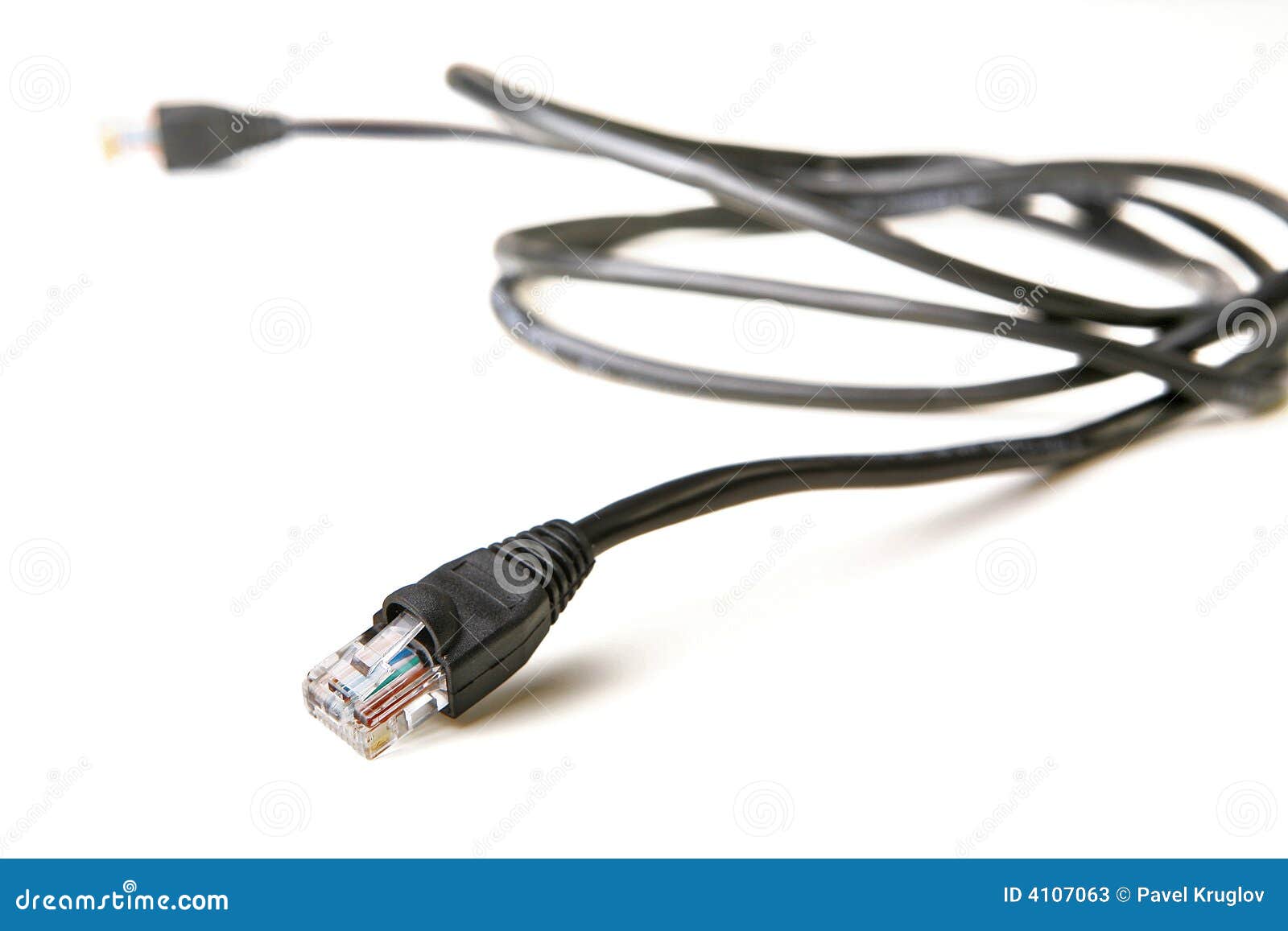 RJ-45 cable (isolated) stock image. Image of line, rubber - 4107063
