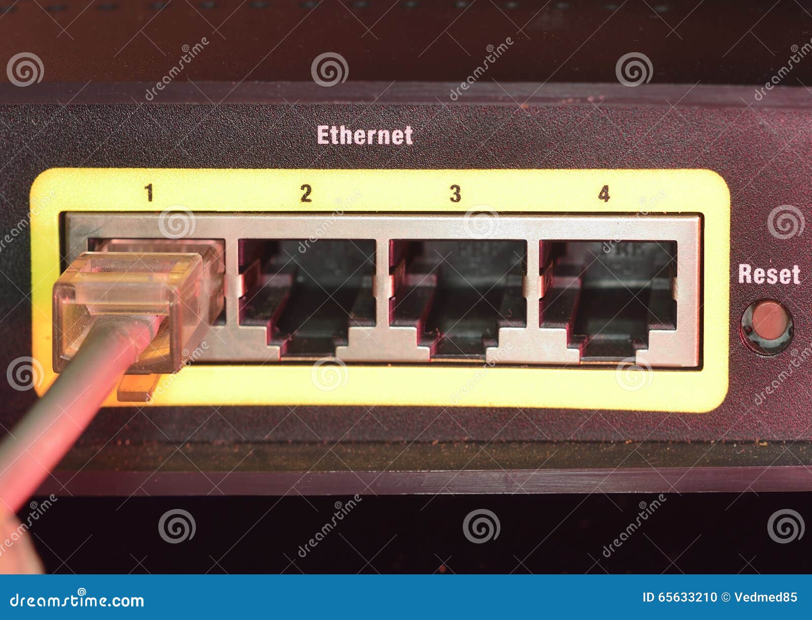 Rj45 Connected To Socket in Router Stock Photo - Image of network ...