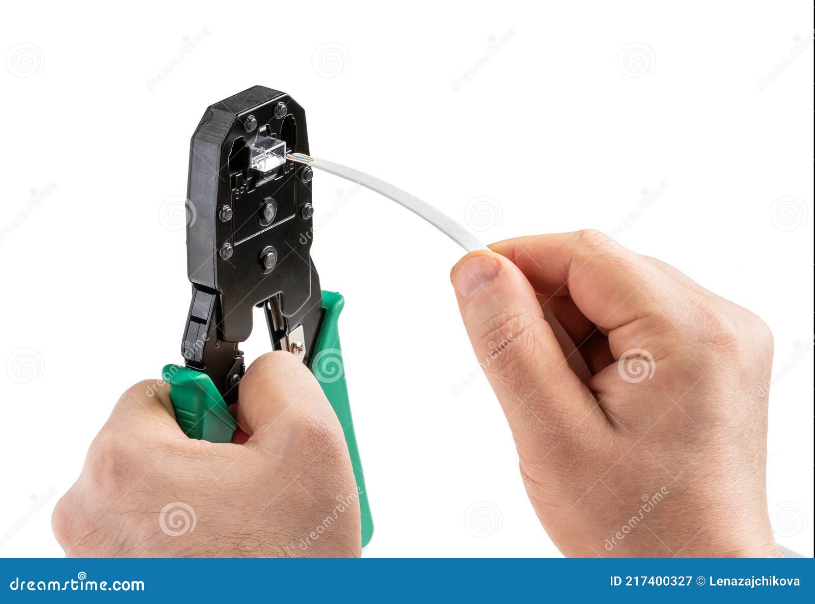 RJ45 Crimp Tool with RJ45 Cat6 Modular Data Plug Prepared for ...