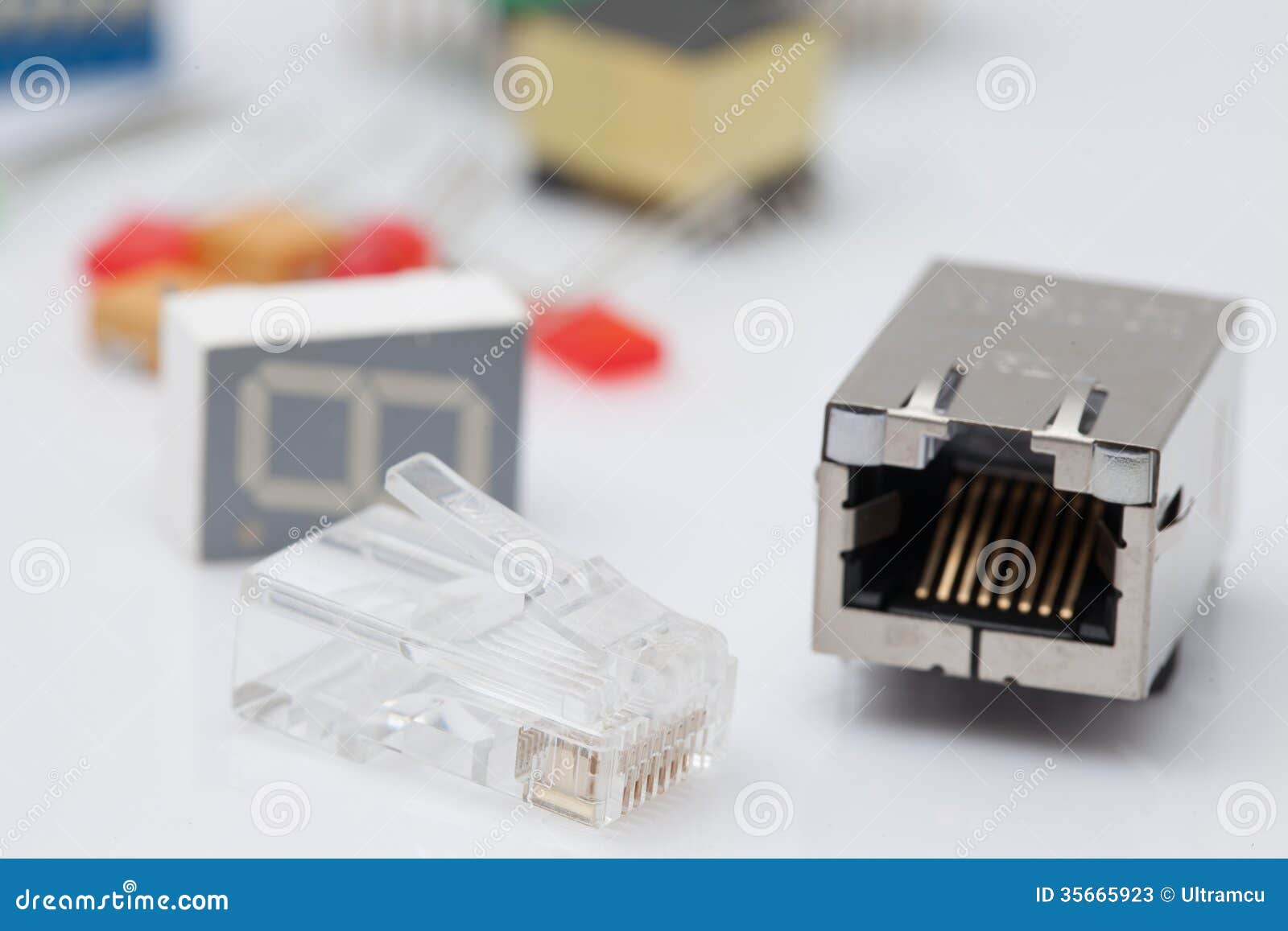 RJ45 and electronic part stock image. Image of closeup - 35665923