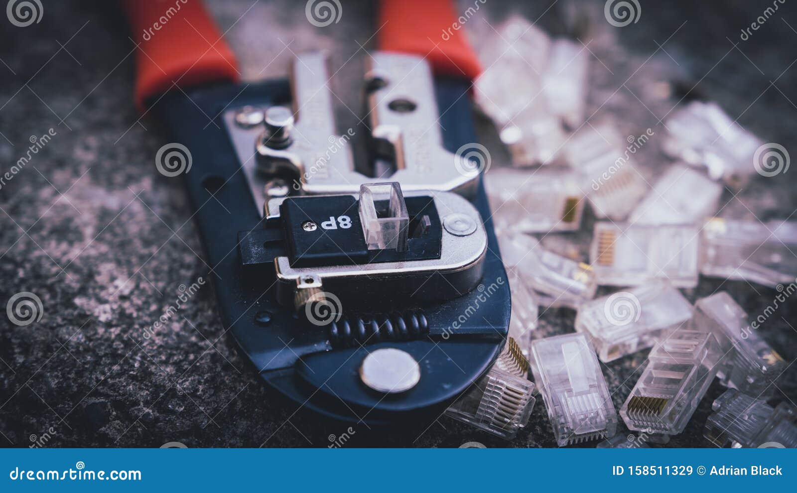 Crimping Tool with RJ45 Jack Stock Image - Image of cutting, bandwidth ...