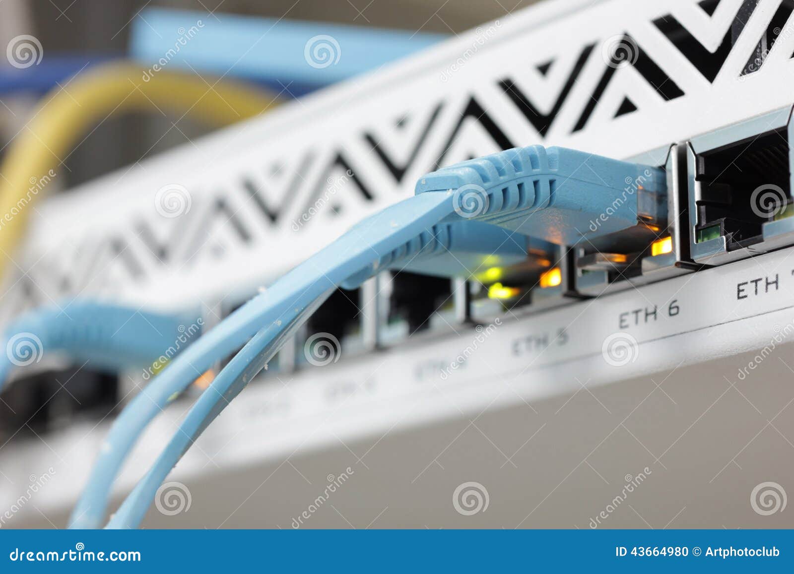 RJ45 Lan Cable Connected To Switch. Stock Photo - Image of connect ...