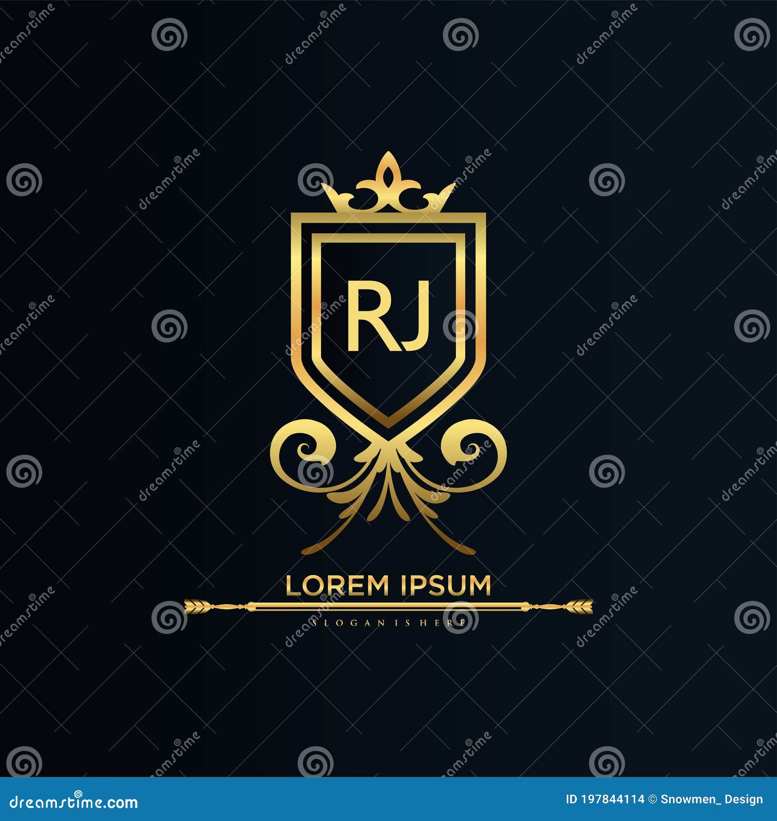 RJ Letter Initial with Royal Template.elegant with Crown Logo Vector ...