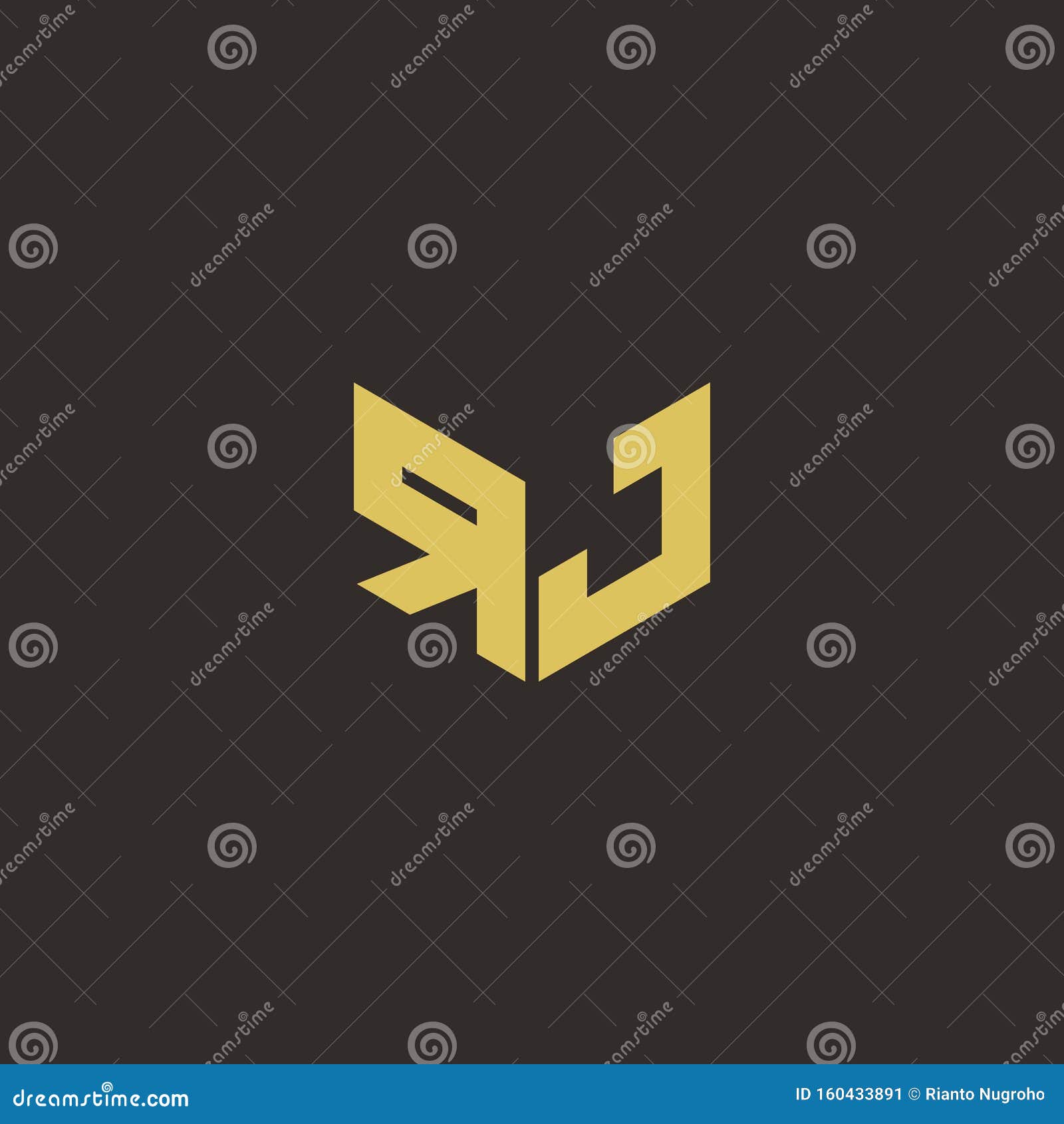 RJ Logo Letter Initial Logo Designs Template with Gold and Black ...
