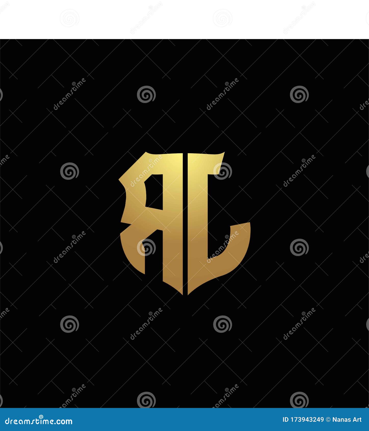 RJ Logo Monogram with Gold Colors and Shield Shape Design Template ...