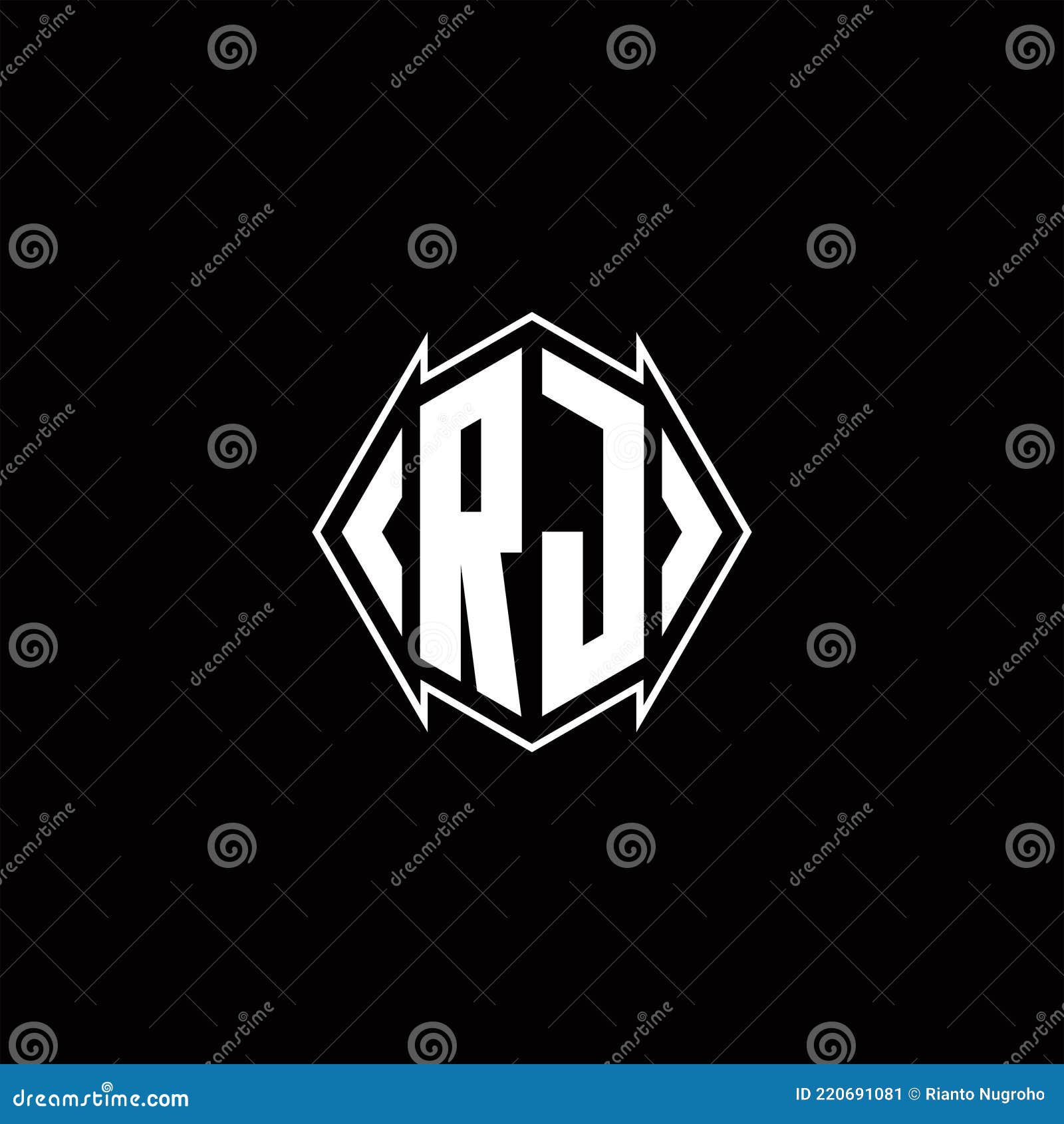 RJ Logo Monogram with Shield Shape Designs Template Stock Vector ...