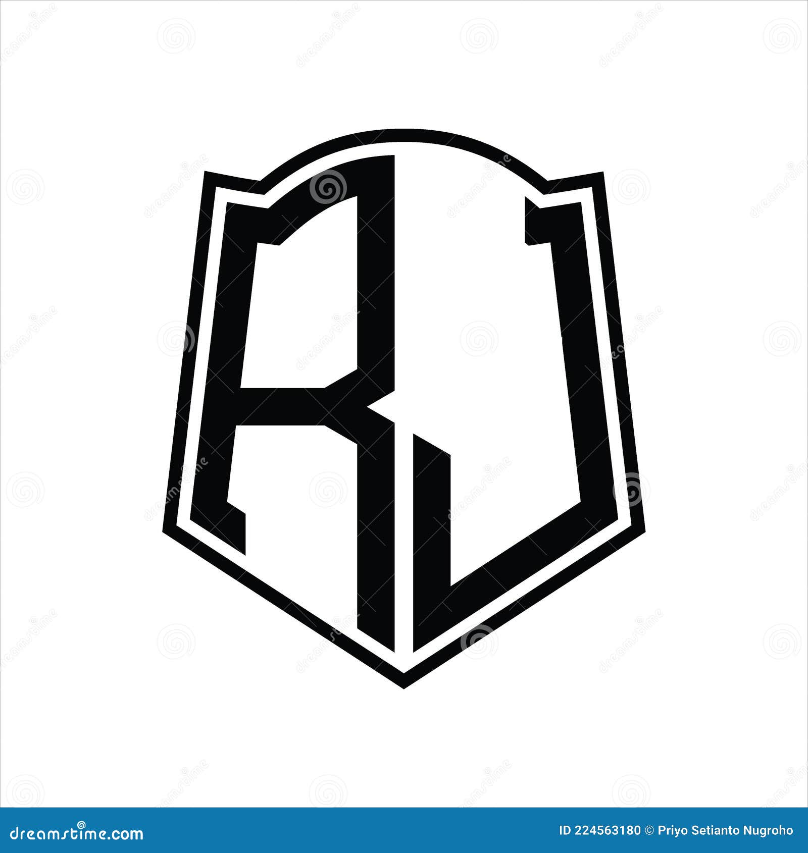 RJ Logo Monogram with Shield Shape Outline Design Template Stock Vector ...