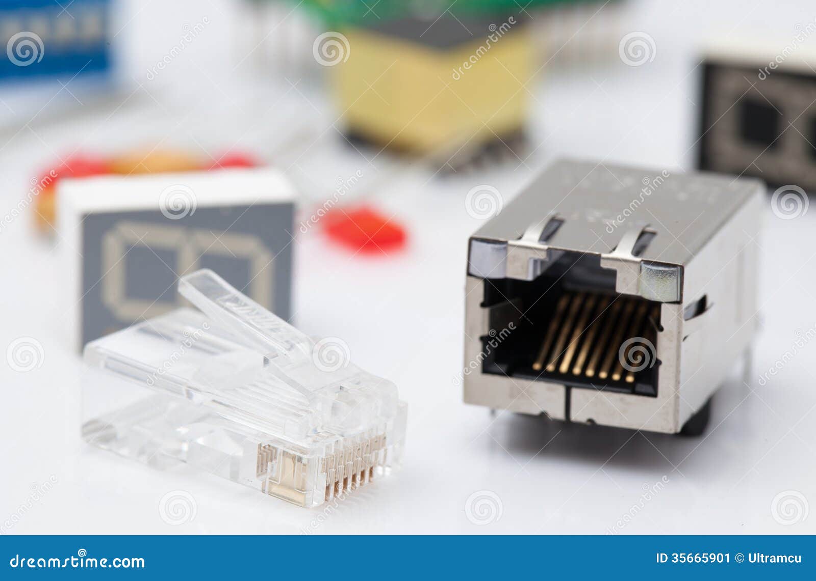 RJ45 and electronic part stock image. Image of design - 35665901
