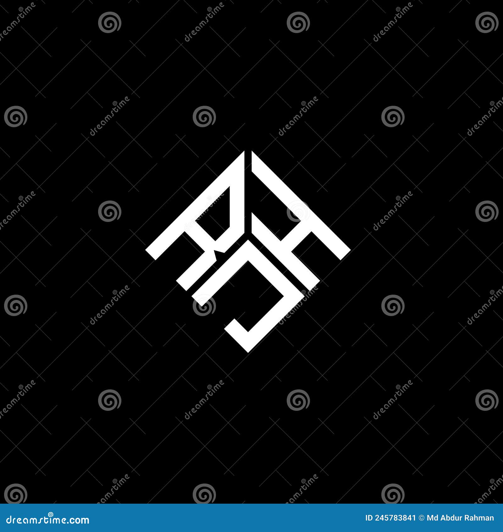 RJH Letter Logo Design on Black Background. RJH Creative Initials ...
