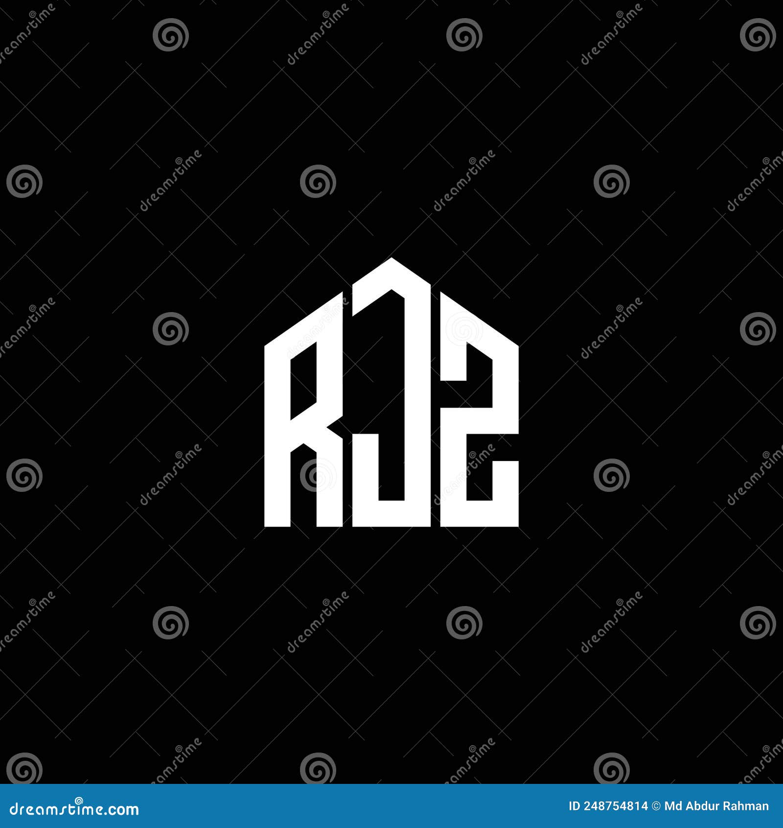 RJZ Letter Logo Design on BLACK Background. RJZ Creative Initials ...