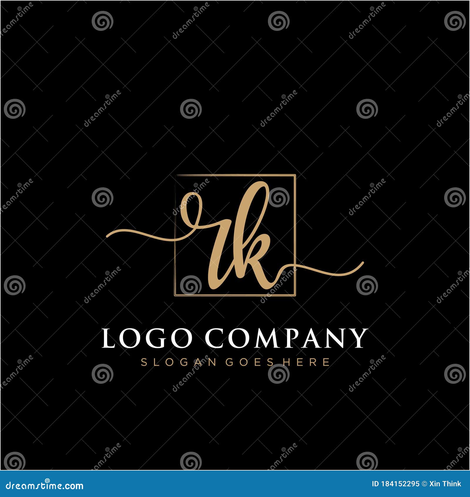 RK Initial Handwriting Logo with Rectangle Template Vector Stock Vector ...