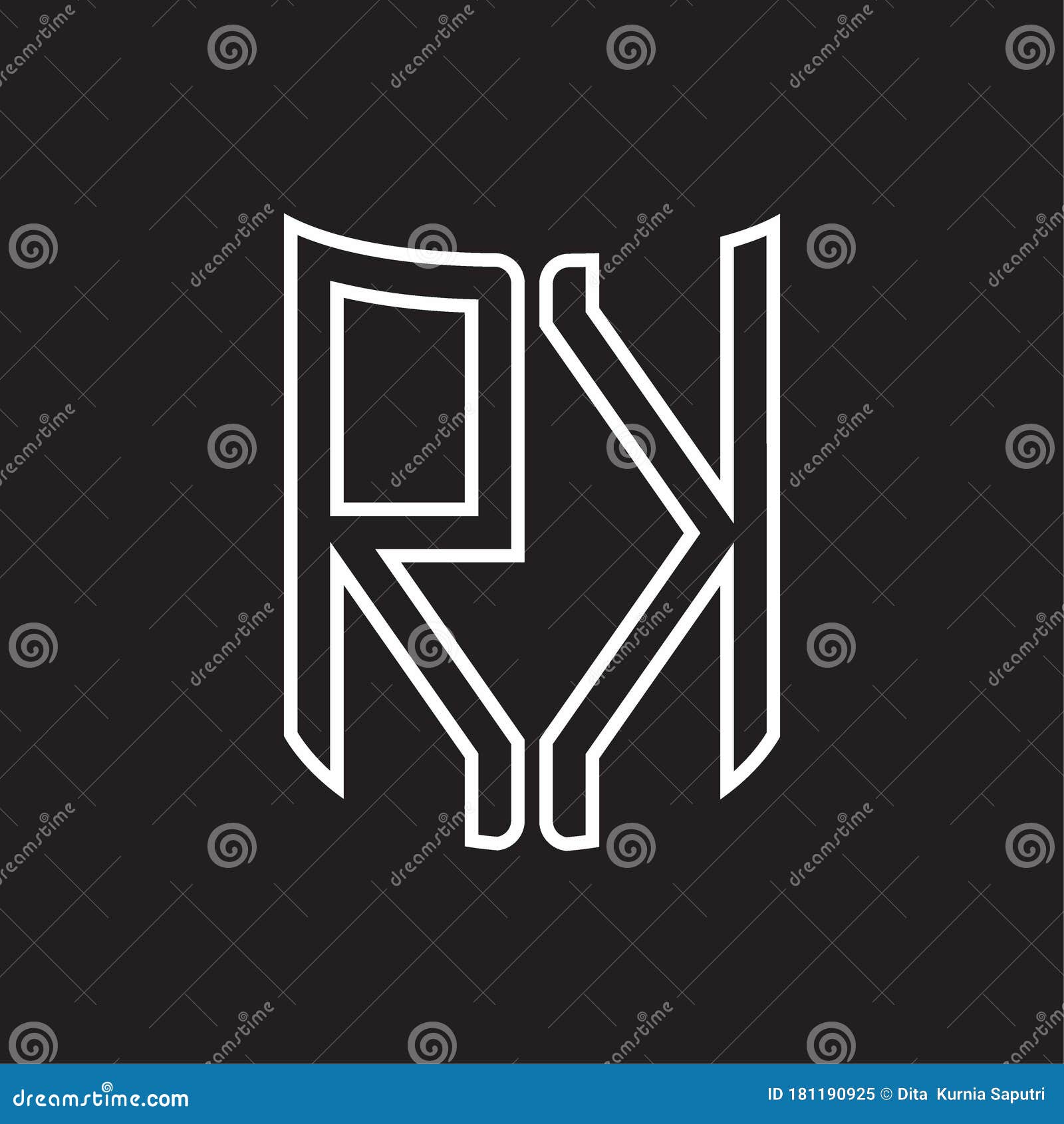 RK Logo Monogram with Ribbon Style Outline Design Template Stock Vector ...