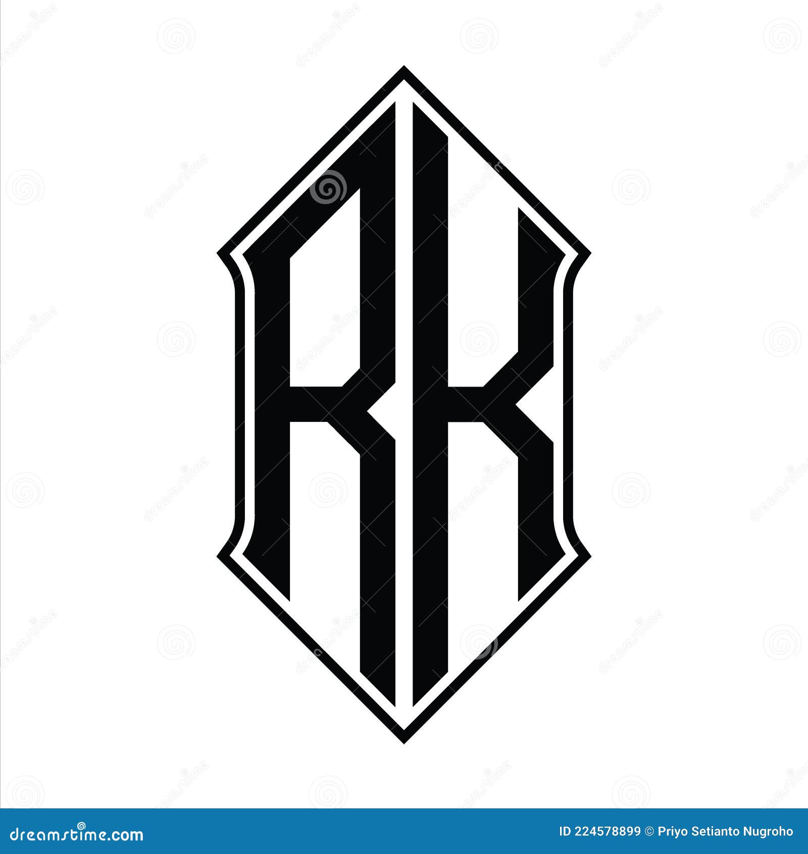RK Logo Monogram with Shieldshape and Outline Design Template Vector ...
