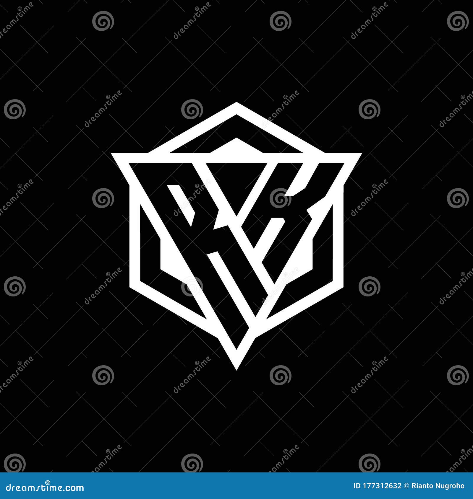 RK Logo Monogram with Triangle and Hexagon Shape Combination Stock ...
